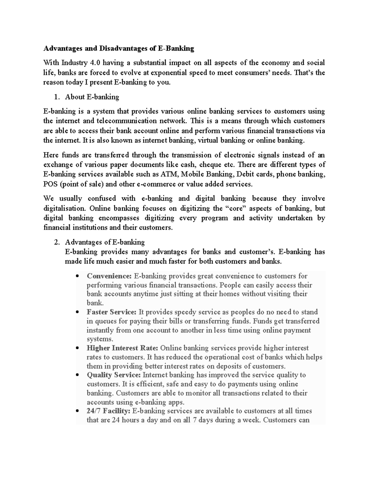 Advantages and Disadvantages of E-banking - That’s the reason today I ...