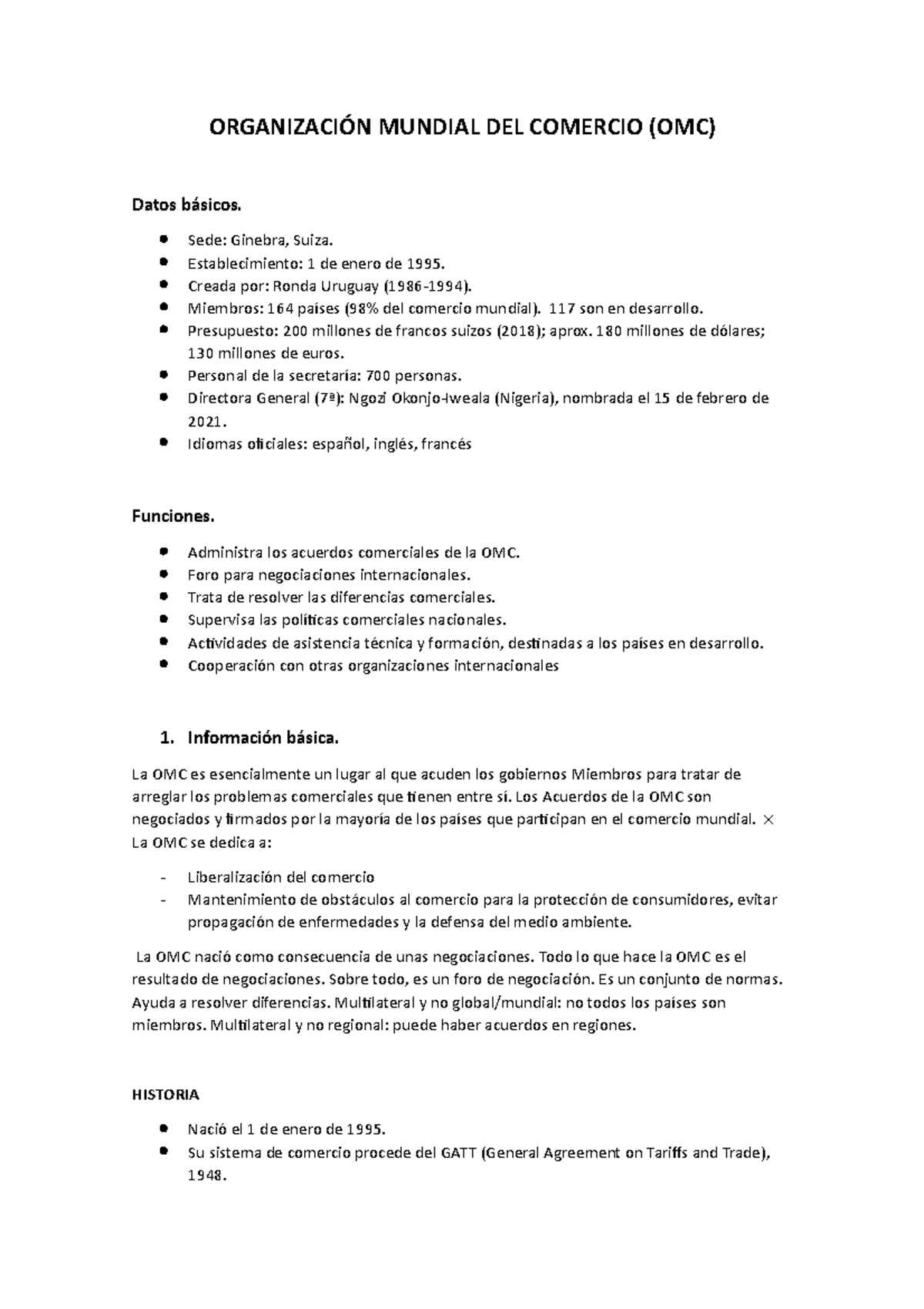 OMC - apuntes organismos - ORGANIZACIÓN MUNDIAL DEL COMERCIO (OMC ...