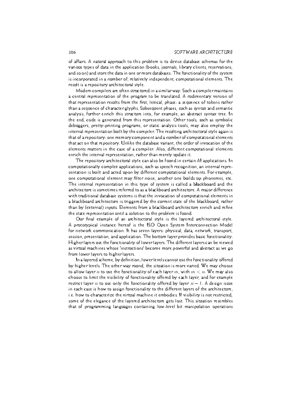 Software Engineering Lecture Notes 77 306 Software Architecture Of