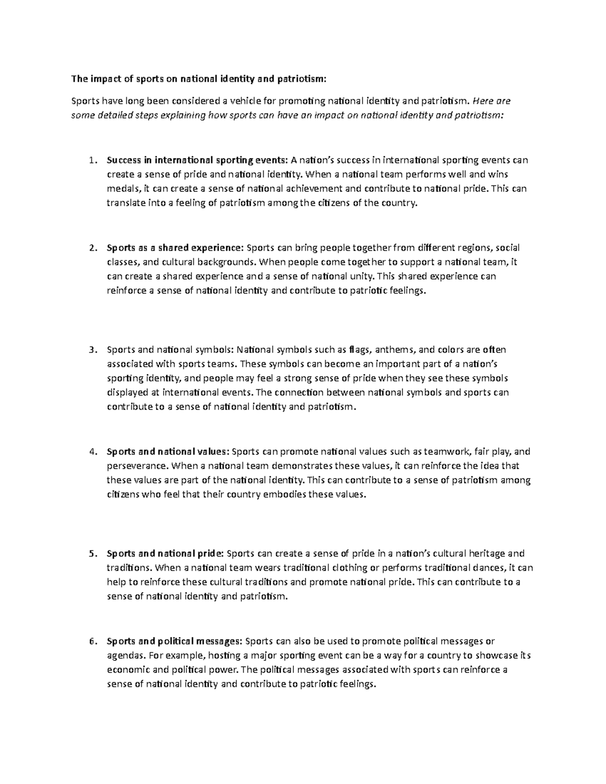 The impact of sports on national identity and patriotism - Here are ...