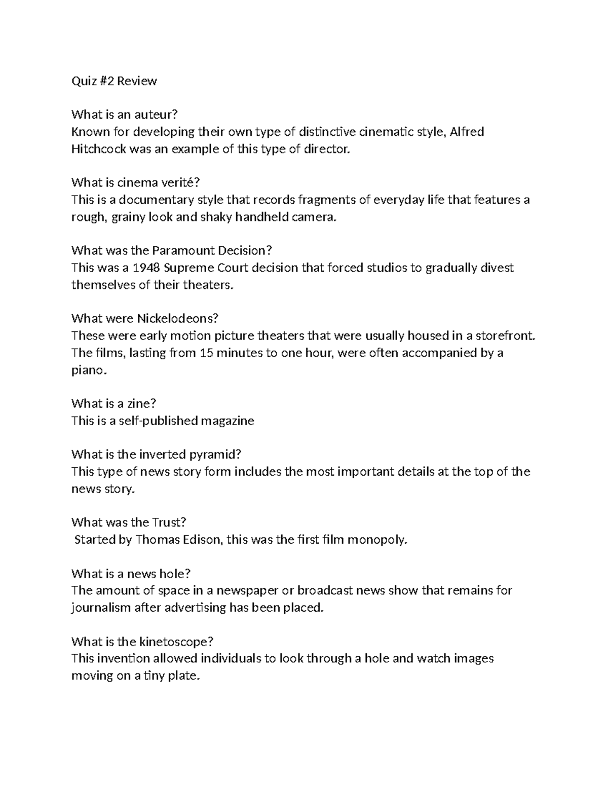 Review quiz 2 - Summary Media and Culture: Mass Communication in a ...