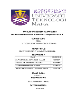 AFM illustrative answer example 1 - Finance - UiTM - Studocu