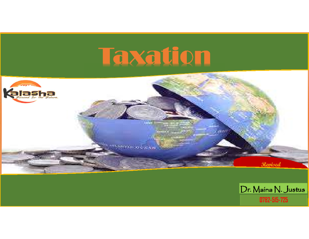 Tax Tax Rates, Relief & Witholding Tax - Taxation Dr. Maina N. JustusDr ...