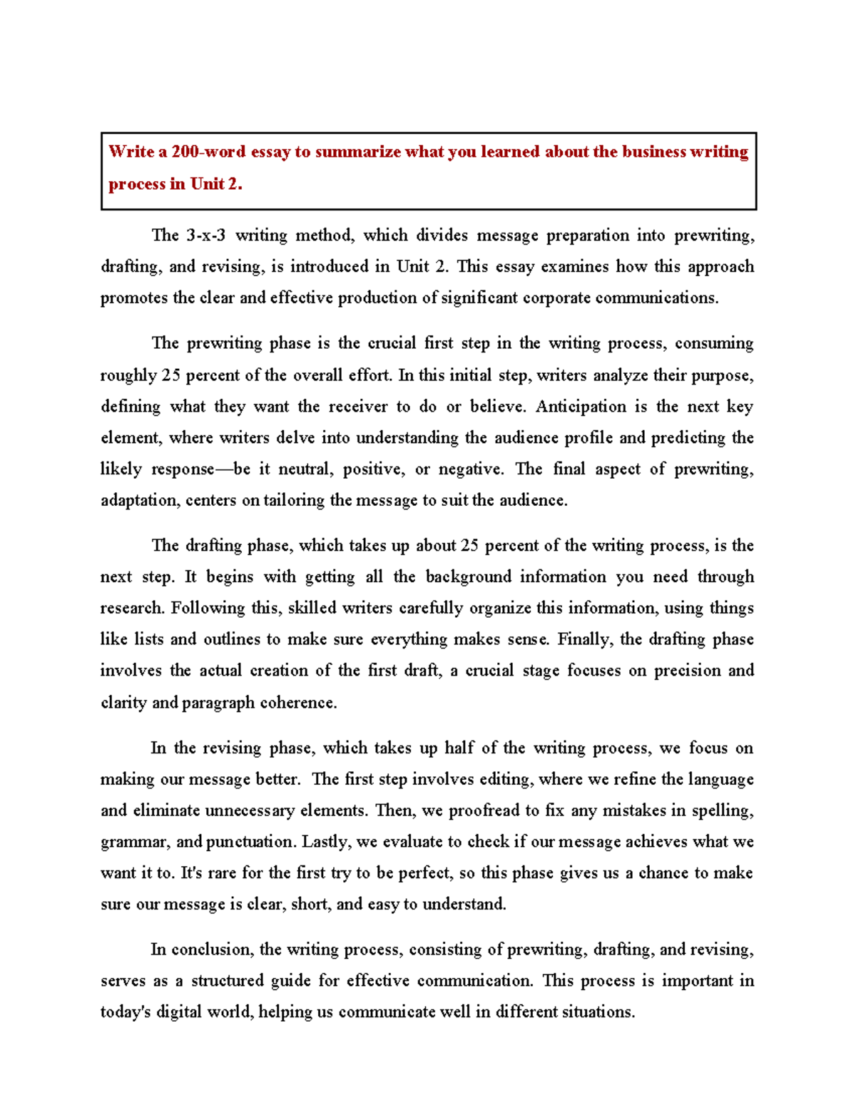 TACN2 - Reflection Essay - Write a 200-word essay to summarize what you ...