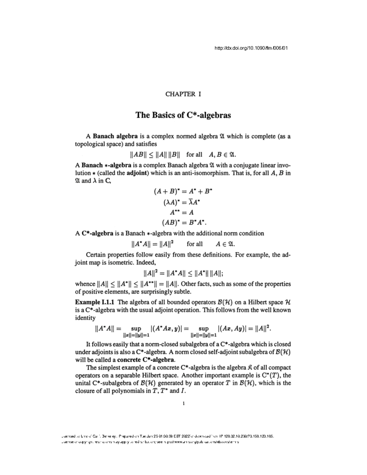 C*-Algebra chapter 1 textbook - CHAPTER I The Basics of C*-algebras A ...