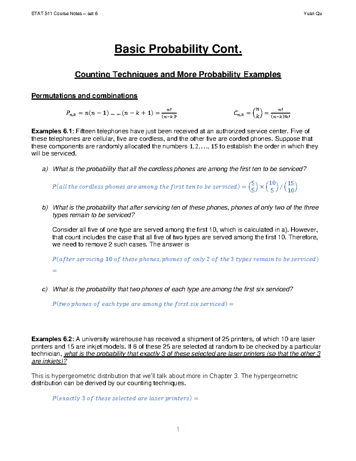 Notes-06-Conditional Probability and Independence s - Basic Probability ...