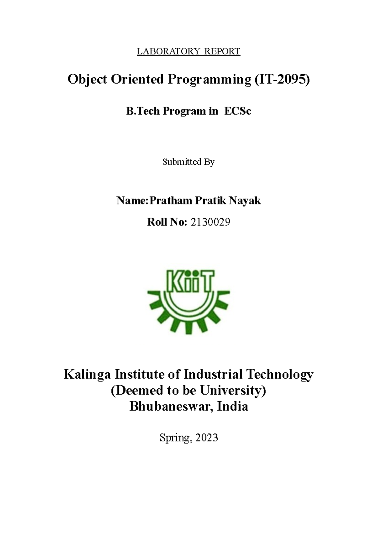2130029oop Lab Exp 4 Laboratory Report Object Oriented Programming It 2095 B Program In