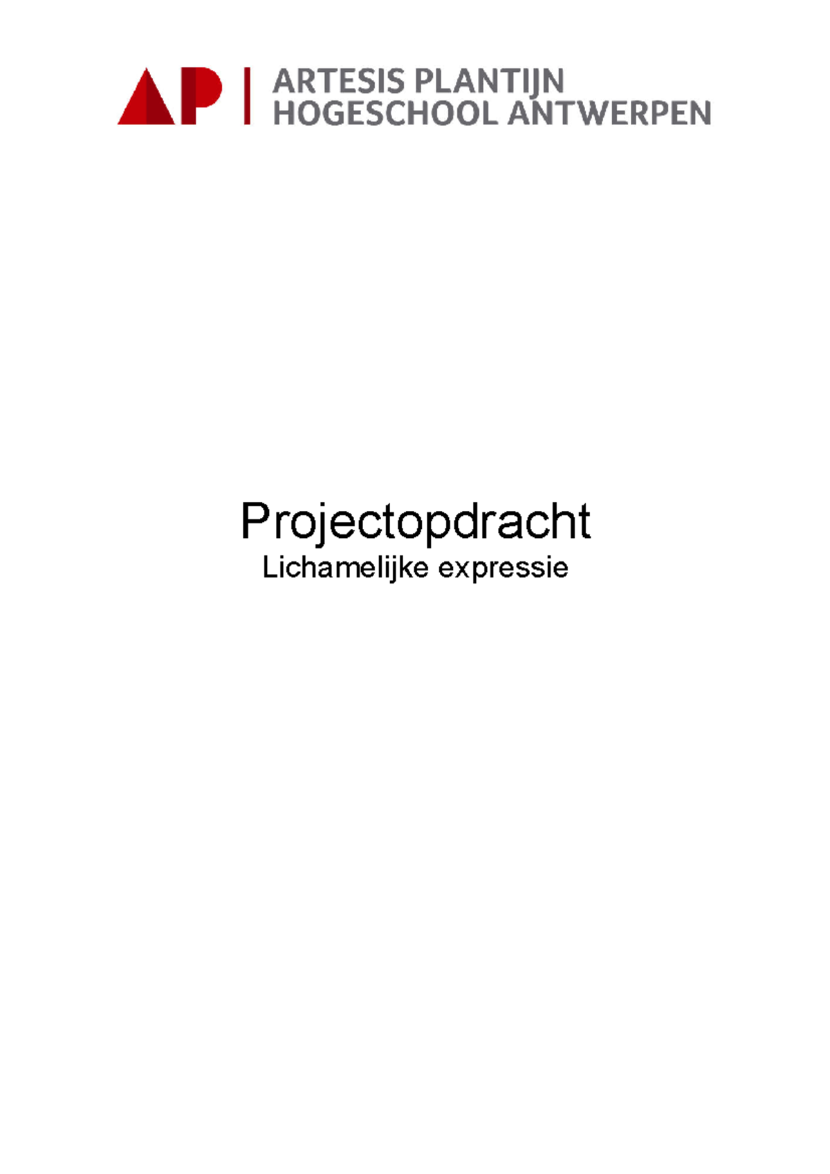 Voorbeeld Projectopdracht CREA - Projectopdracht Lichamelijke expressie ...