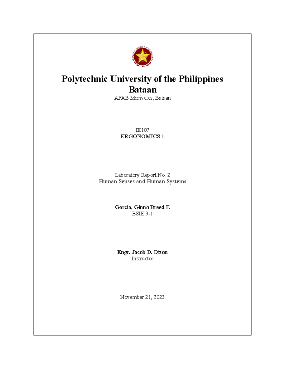 Laboratory Report Style - Polytechnic University of the Philippines ...