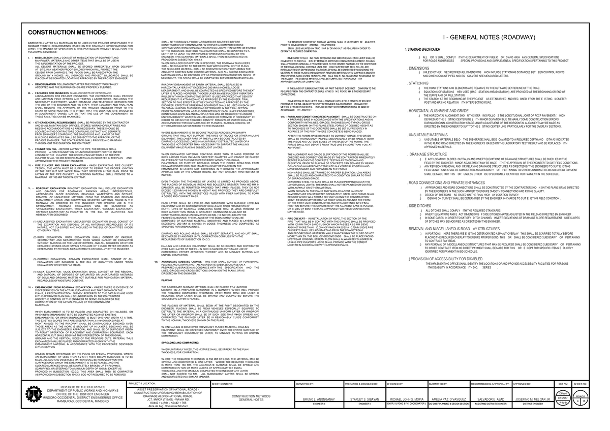Const.-Methods - Construction Methods - a .) ALL W ORK S SHALL COMPLY W ...