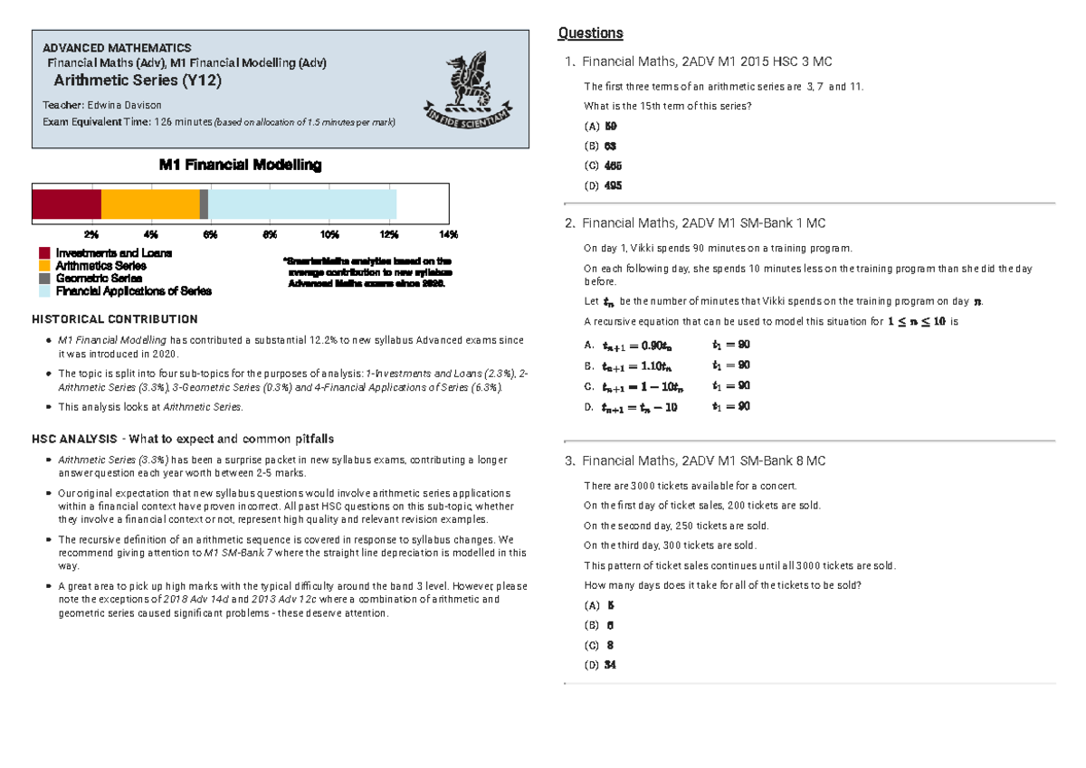 Smarter Maths APs - ADVANCED MATHEMATICS Financial Maths (Adv), M1 ...