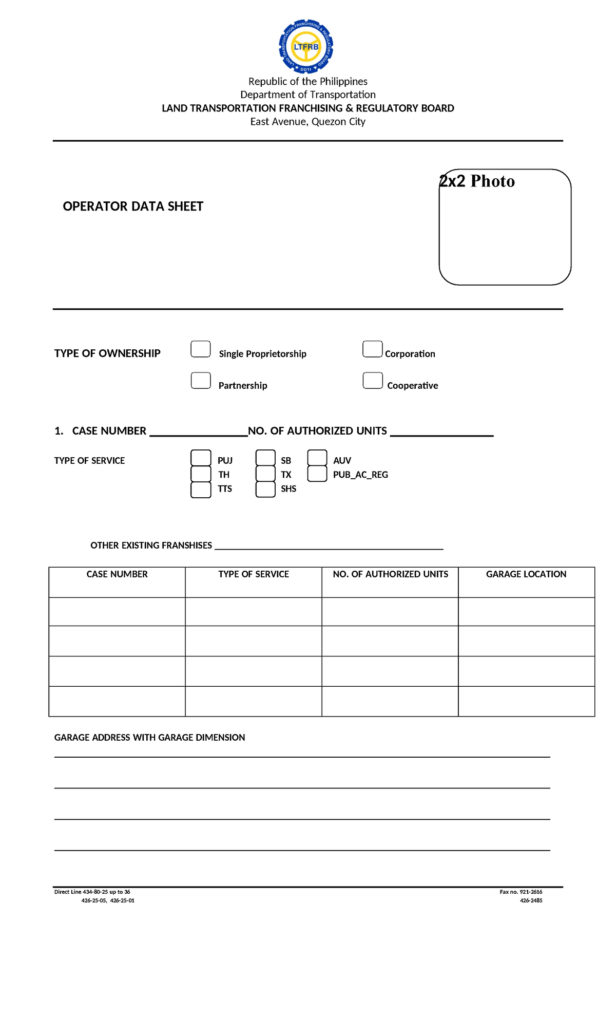 TNVS-Reqt Operator-Data-Sheet-2018 - ` Republic of the Philippines ...