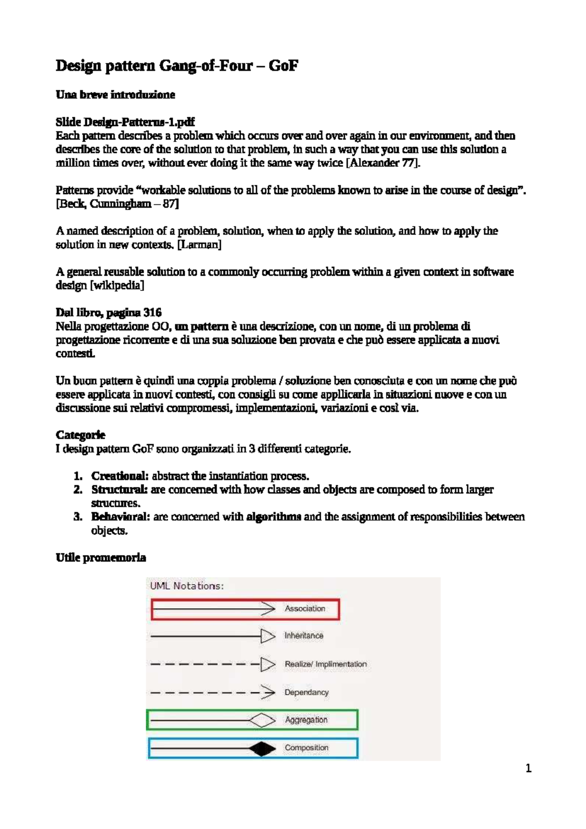 Sweng GOF - Summary Informatica - Design pattern GoF Una breve ...