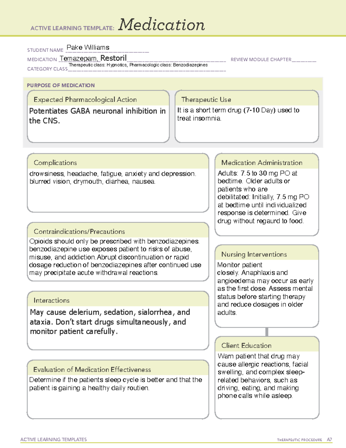 Active Learning Template medication - ACTIVE LEARNING TEMPLATES ...