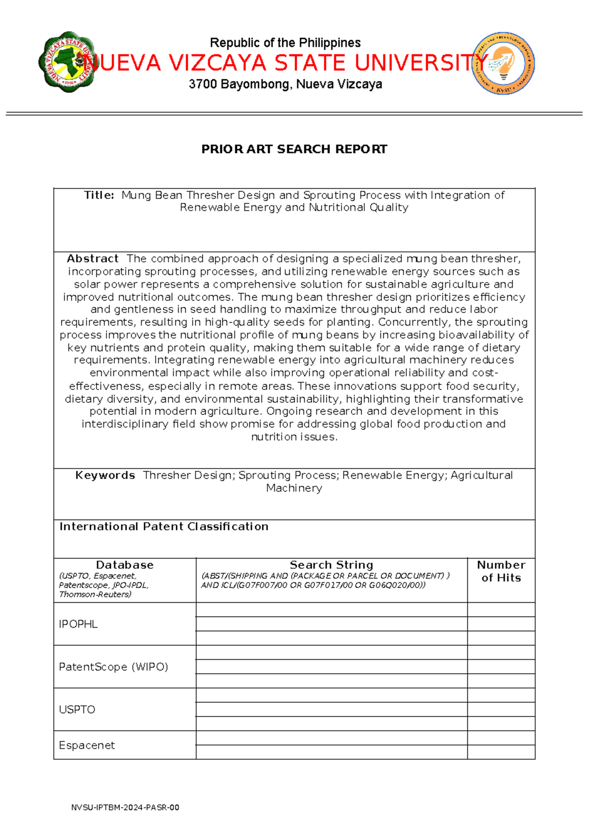 Prior-ART- Search- Report-NVSU- Iptbm- Format - Republic of the ...