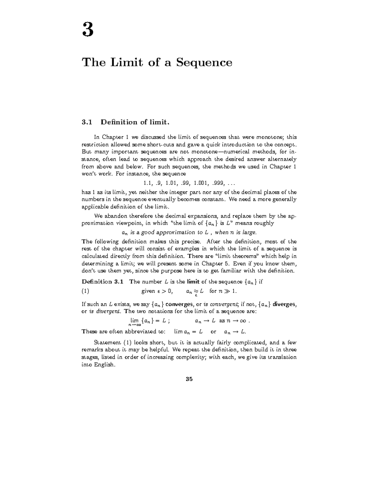 Series and Sequence - 3 The Limit of a Sequence 3 Definition of limit ...