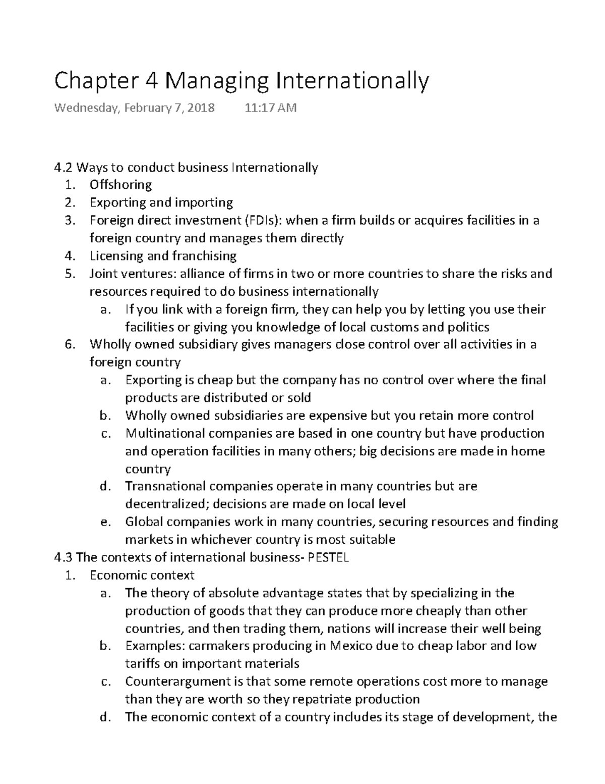 PDF Chapter 4 Managing Internationally - Chapter 4 Managing ...