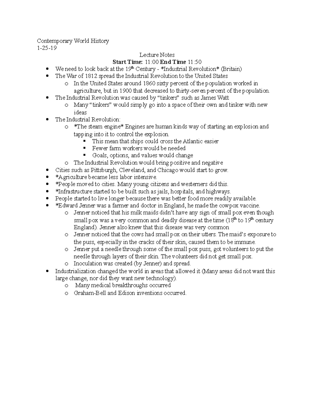 Contemporary World History 1-25-19 Notes - Contemporary World History 1 ...