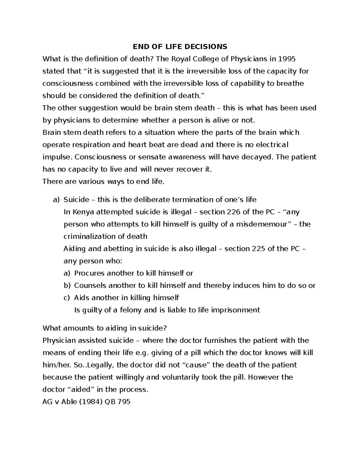 END OF LIFE Decisions-1 - END OF LIFE DECISIONS What is the definition ...