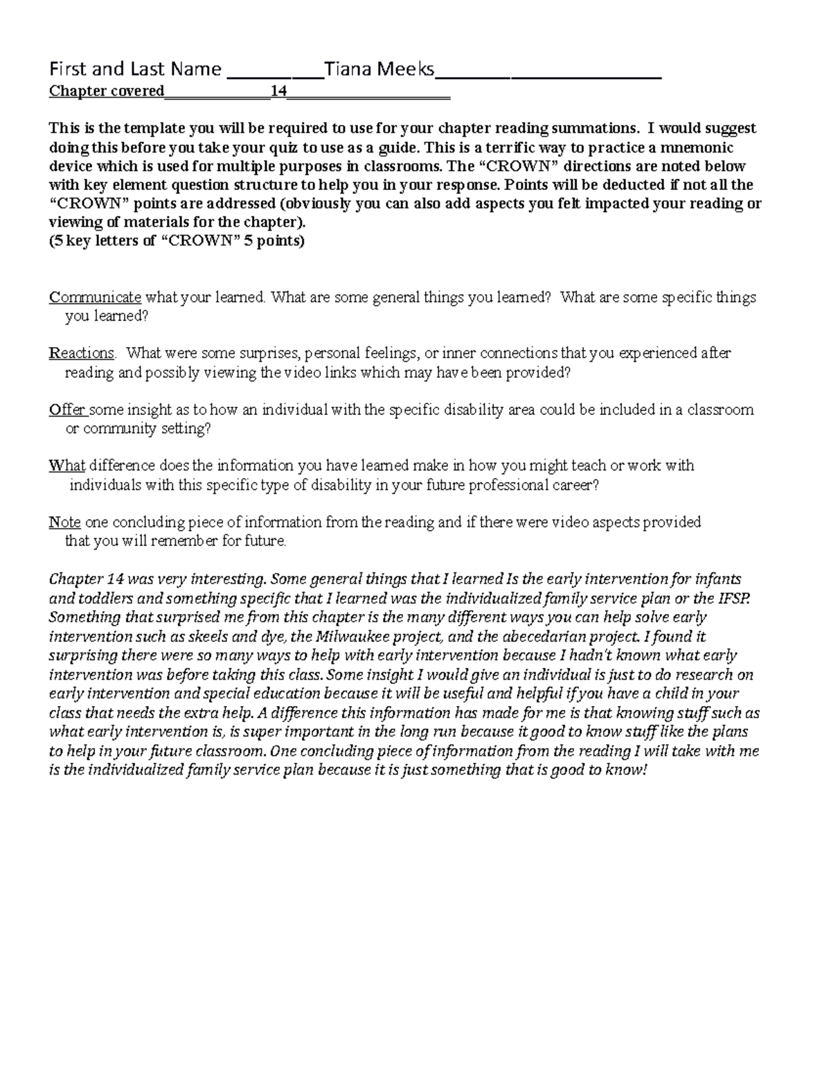 Crown 14 - assignment - First and Last Name Tiana Meeks ...