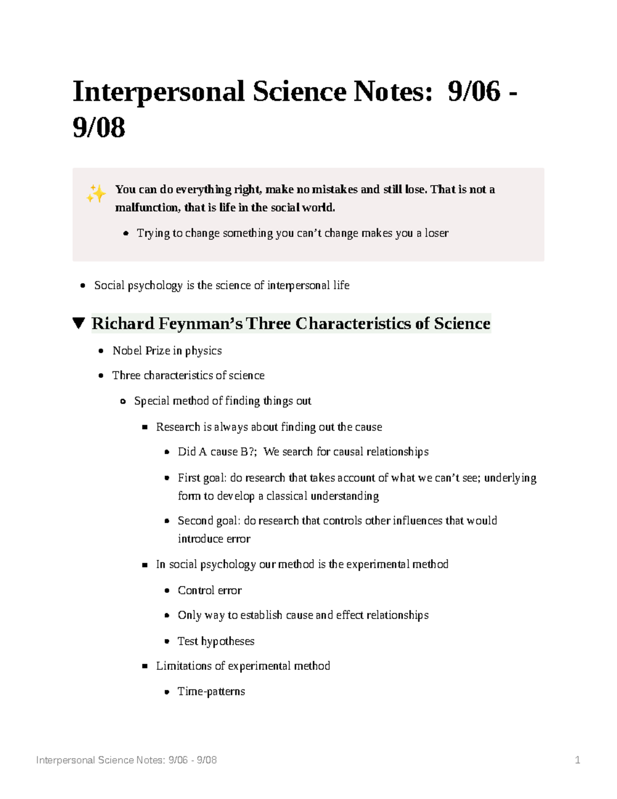 Interpersonal Science Notes - That is not a malfunction, that is life ...