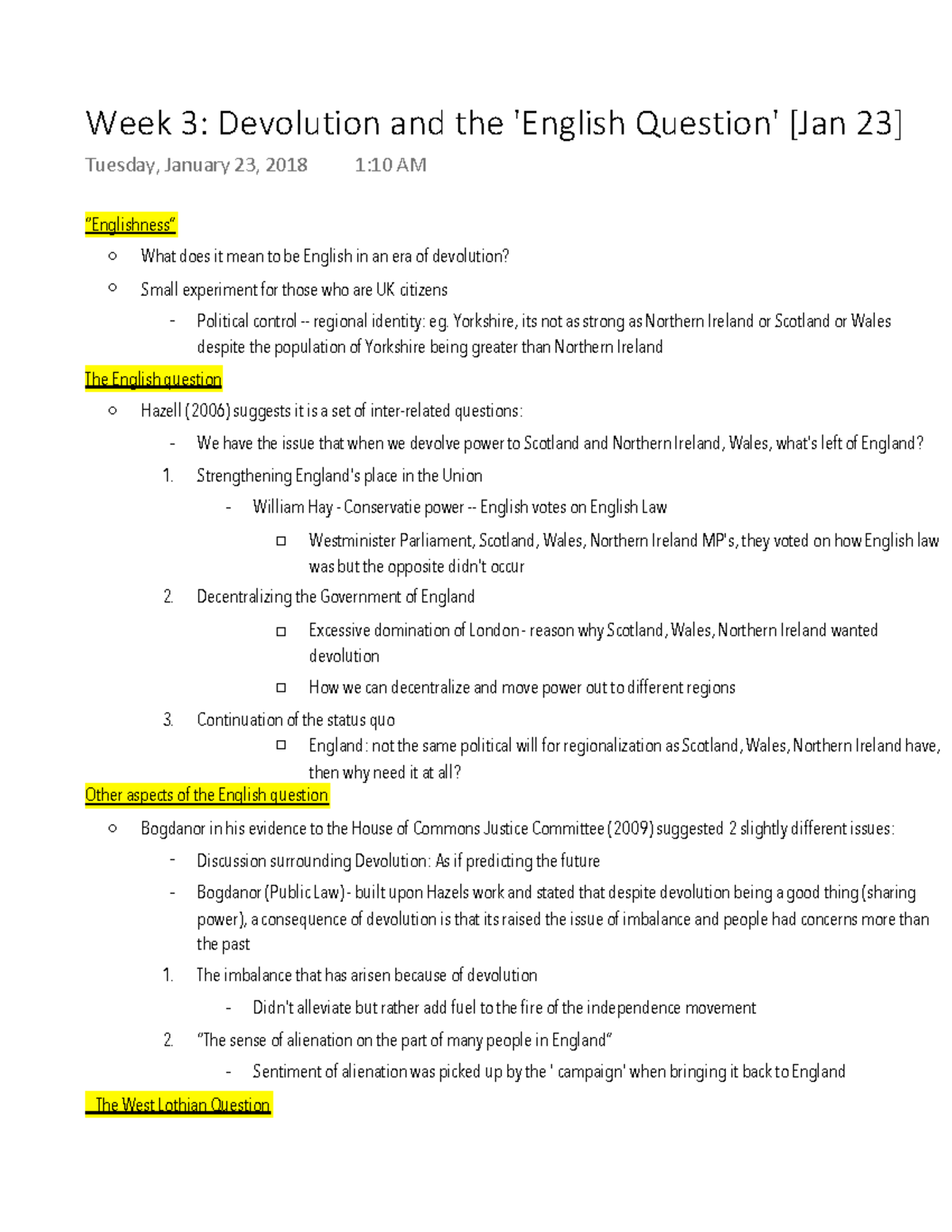 Week 3 Devolution and the 'English Question' [Jan 23:18] - Week 3 ...