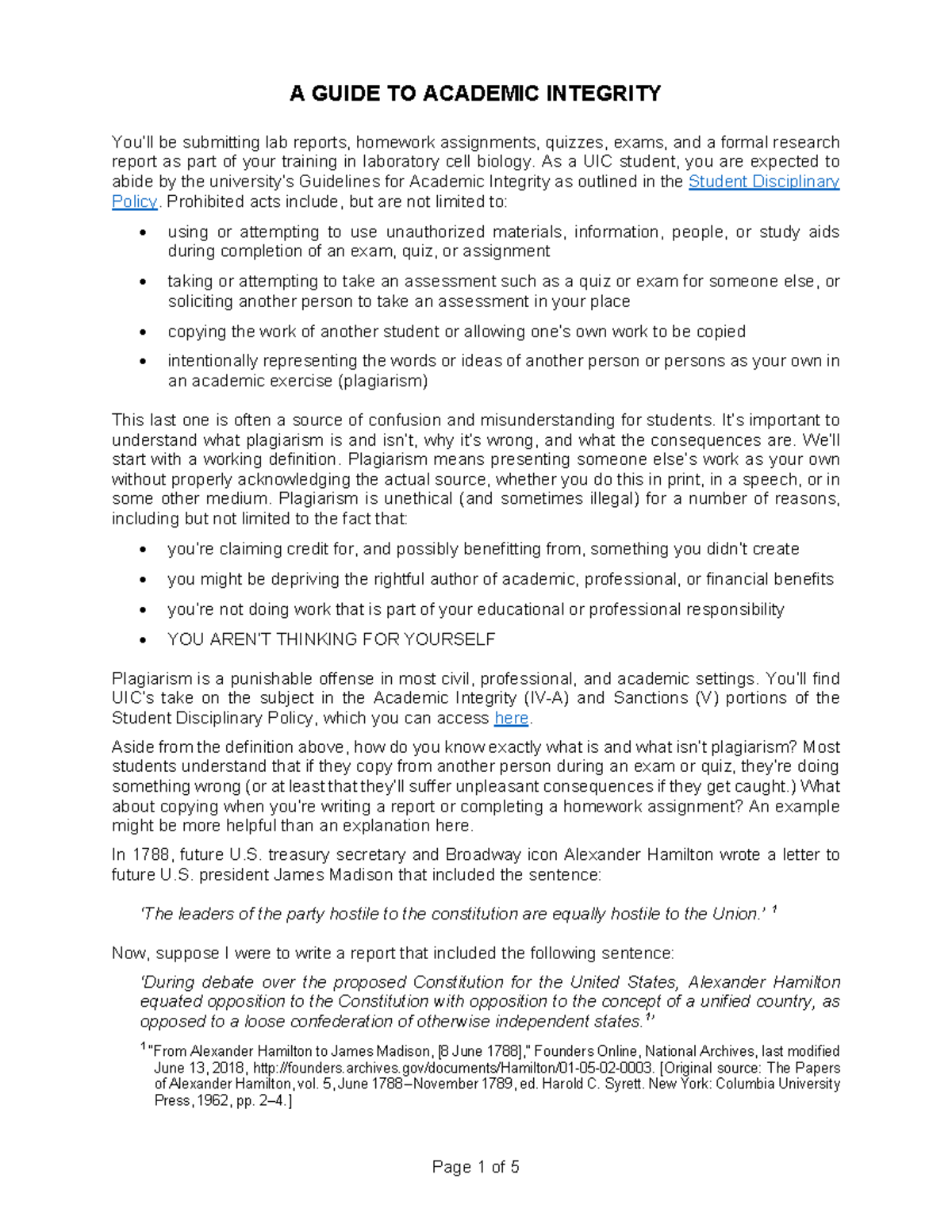 BIOS 312 Guide to Academic Integrity - A GUIDE TO ACADEMIC INTEGRITY ...