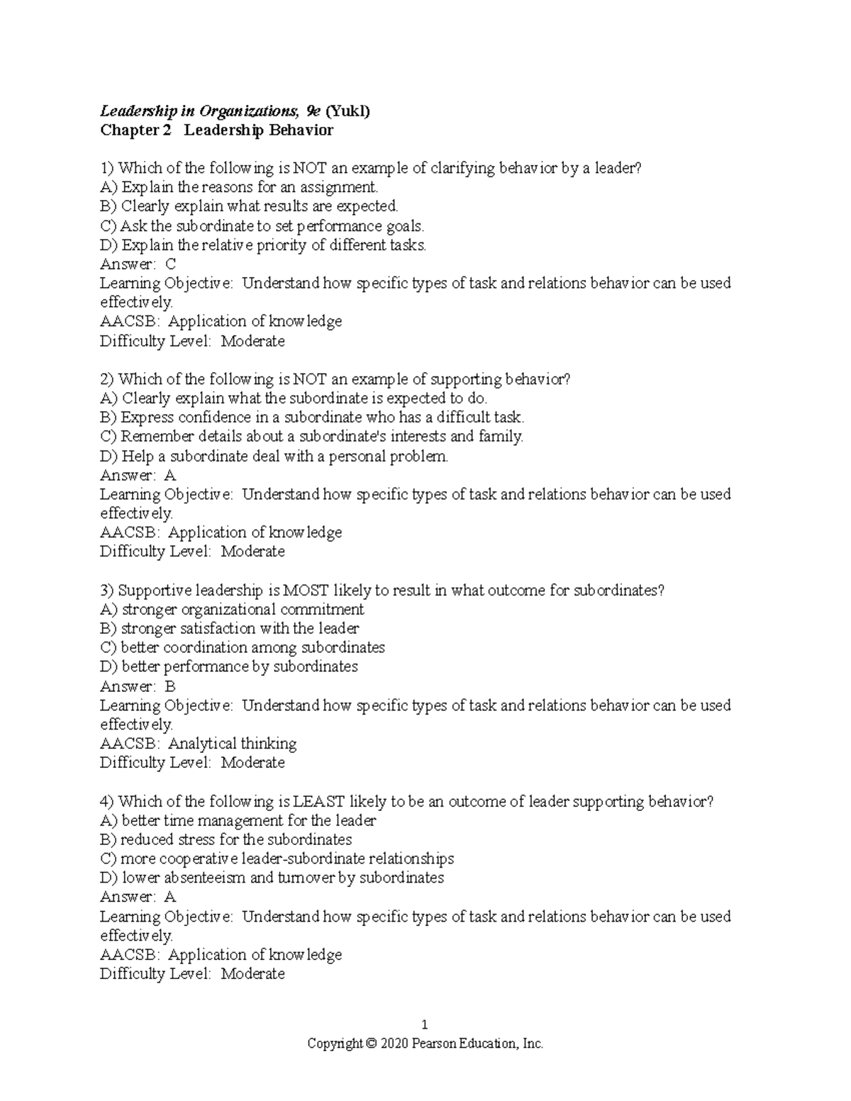 Chapter 2 - selected topics - Leadership in Organizations, 9e (Yukl ...
