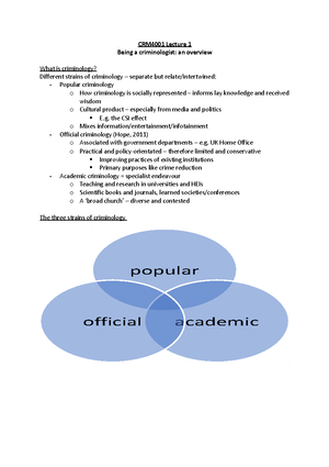 CRM4001 Lecture 4 Notes - CRM4001 Lecture 4 Notes Law-breaking 1 ...