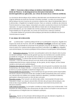 Dossier d'EMC n°1 - → EMC 1 : La transformation des régimes politiques : les transitions - Studocu