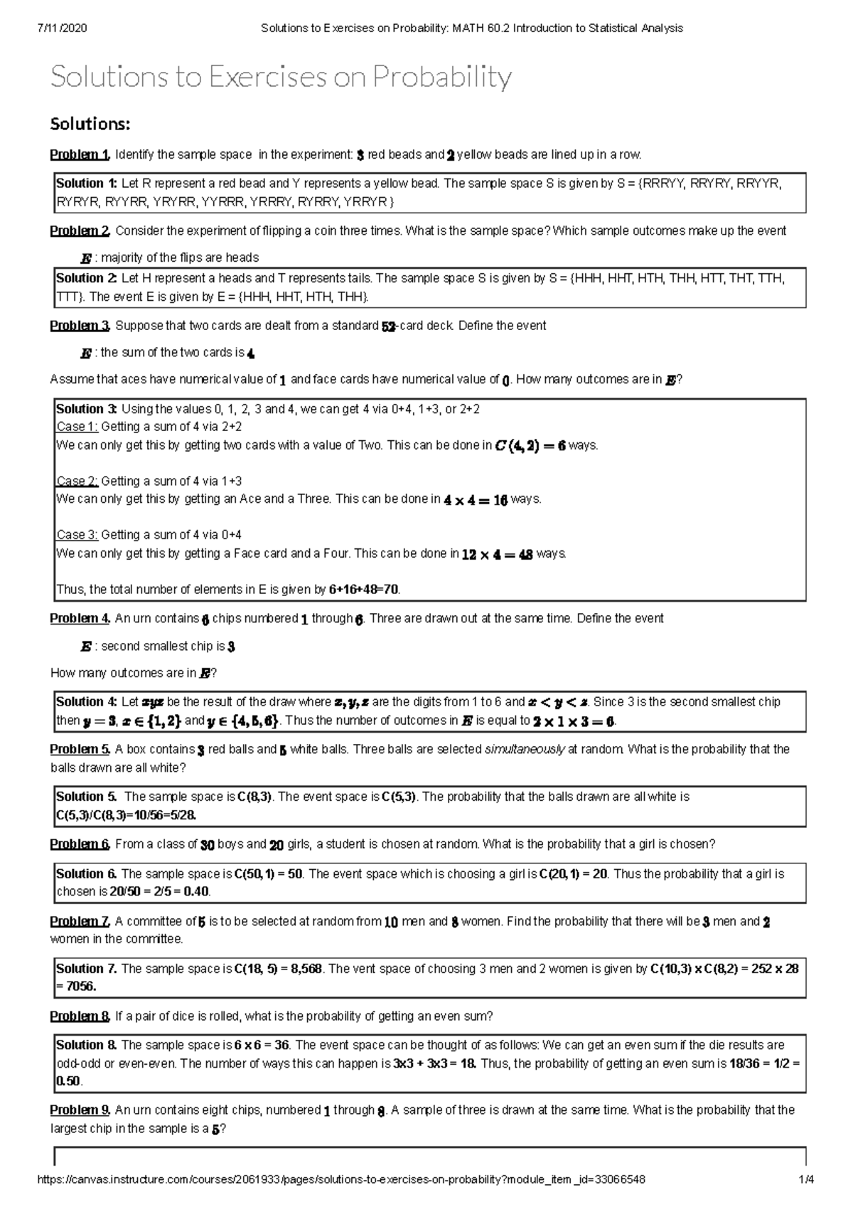Exercises Probability - Solutions to Exercises on Probability Solutions ...
