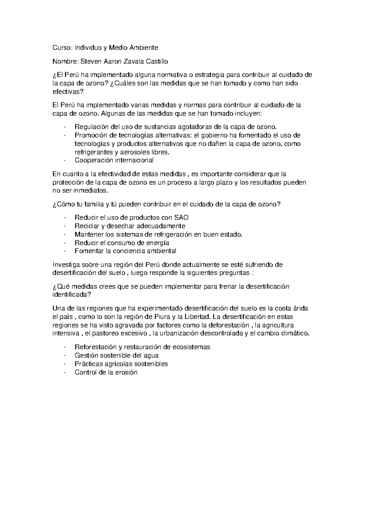 Steven Aron Zavala Castillo TS10 - Curso: Individuo y Medio Ambiente ...