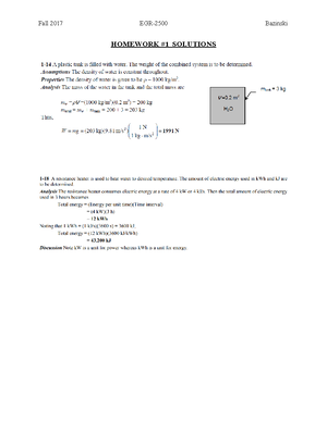 EGR 2500 HW#1 Solutions - HOMEWORK #1 SOLUTIONS ! ! 2-33 The pressure ...