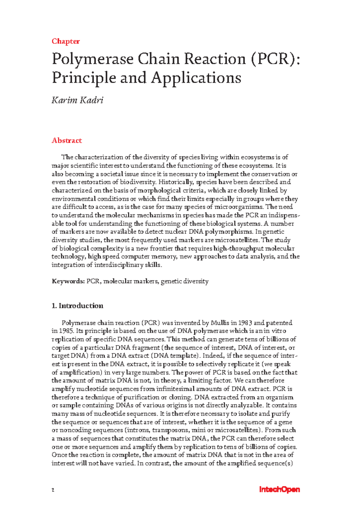 Pcr - Chapter Polymerase Chain Reaction (PCR): Principle and ...