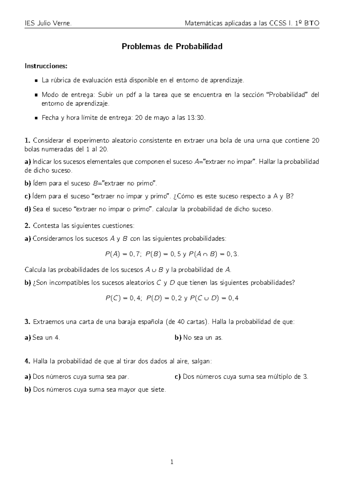 1Bach CCSS Probabilidad Problemas - IES Julio Verne. Matemáticas ...