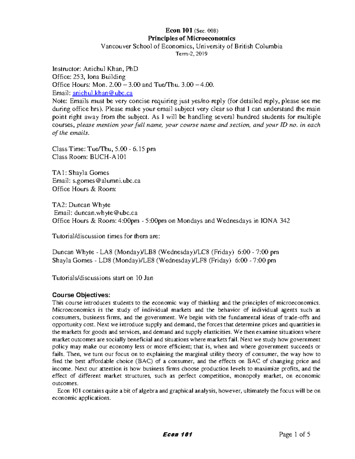 ECON 101-008-Course Outline (2019 W2) - Econ 101 (Sec. 008) Principles ...