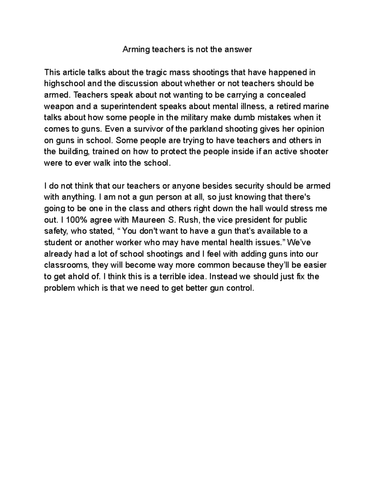 104 arming teachers - ess - Arming teachers is not the answer This ...