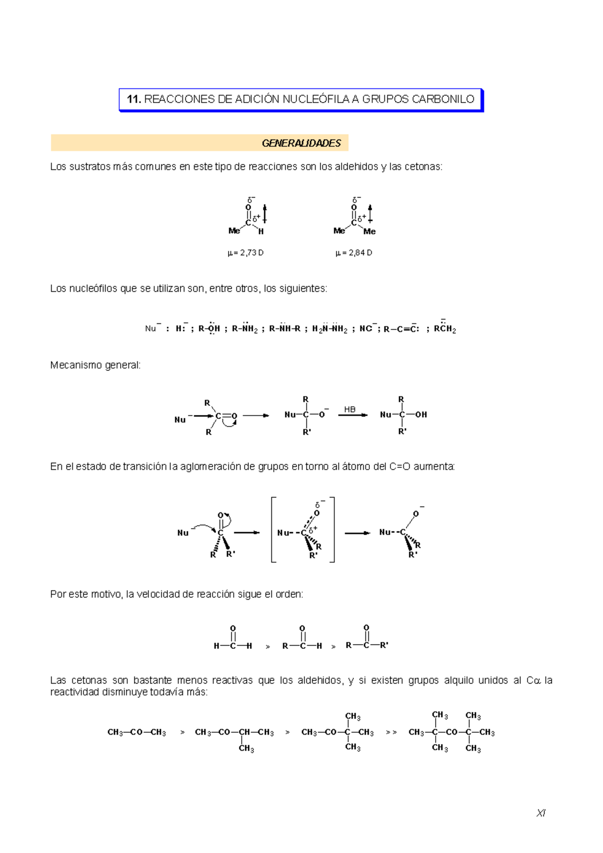 Libro 1 3 - Ejercicios organica - 11. REACCIONES DE ADICIÓN NUCLEÓFILA ...