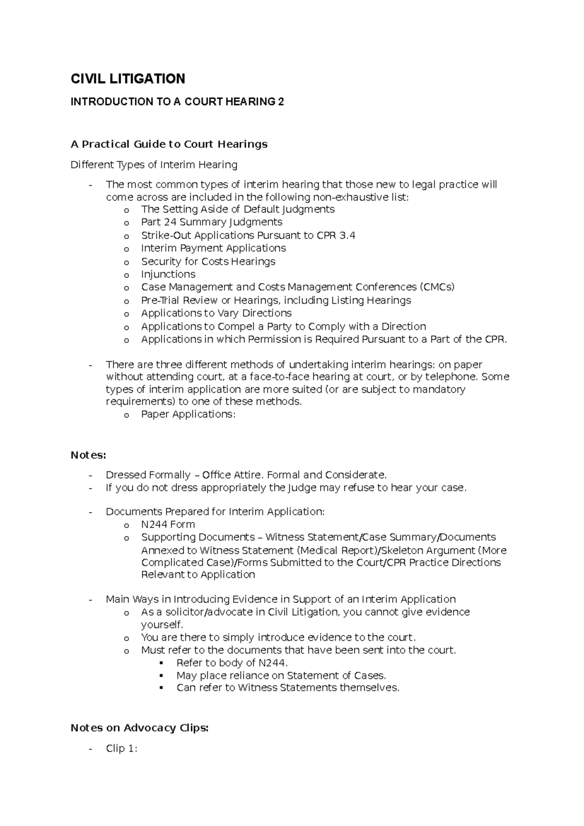 Civil Litigation - Workshop 8 - CIVIL LITIGATION INTRODUCTION TO A ...