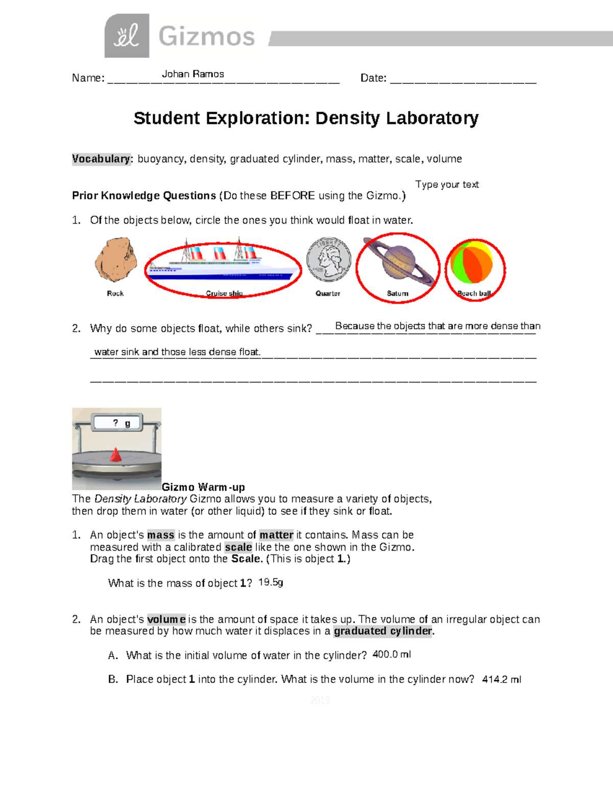 Density Lab SE.docx - Name: ______________________________________ Date