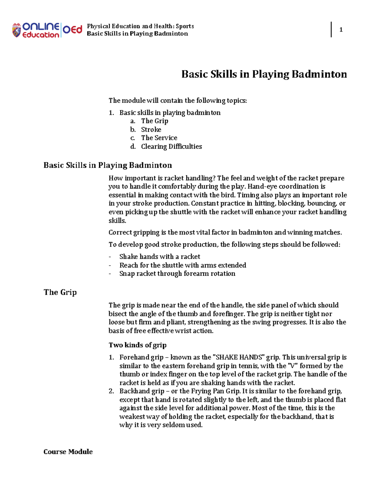 Module 2 - 1st quarter - Physical Education and Health: Sports Basic ...