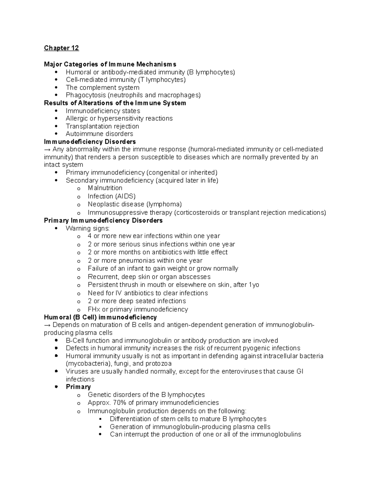 Ch 12 SG - Chapter 12 Lecture notes - Chapter 12 Major Categories of ...