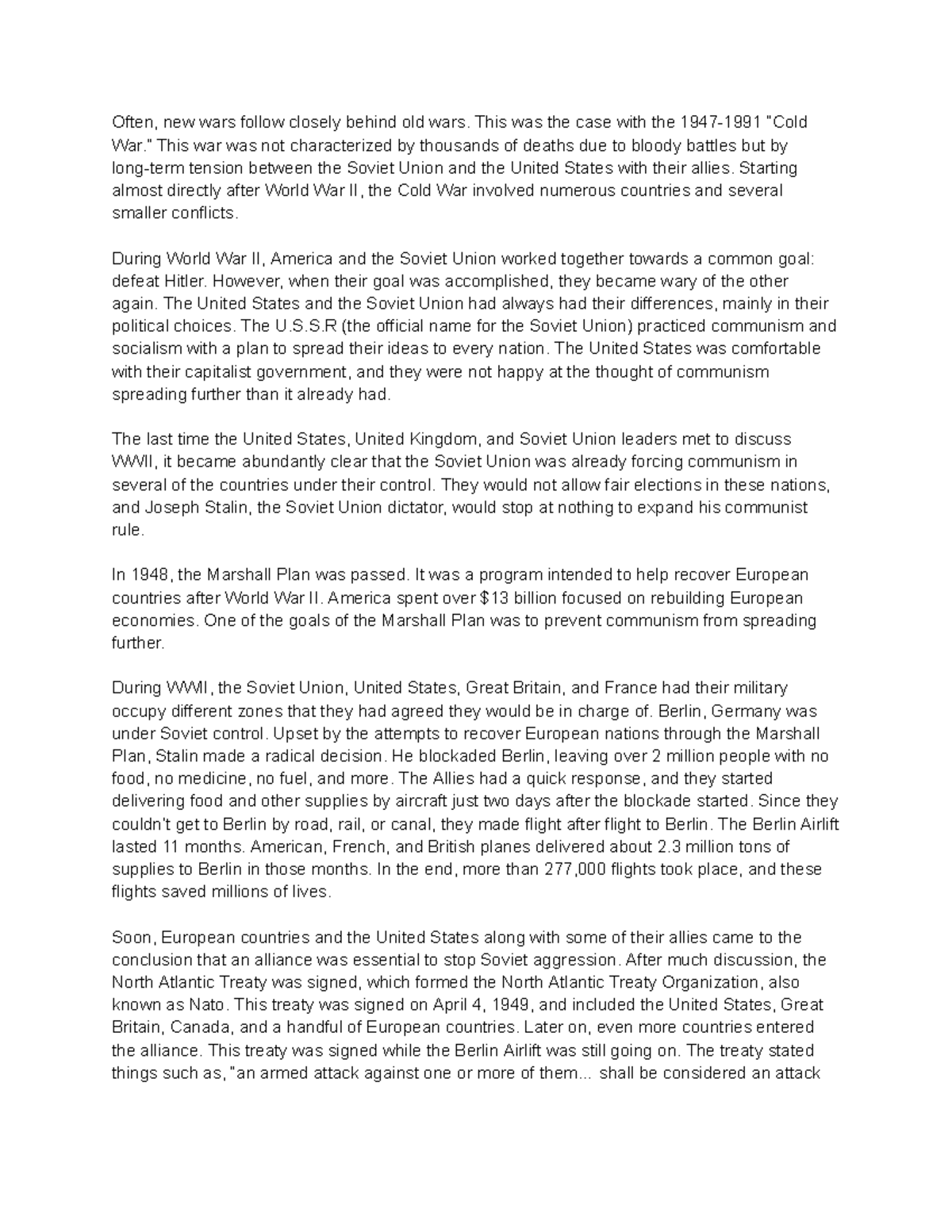 How Did the Cold War Affect Domestic Policy Essay - Often, new wars ...