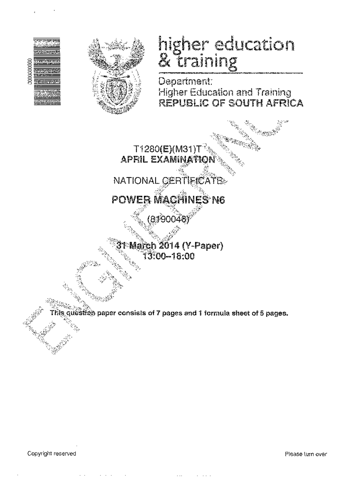 N6 Power Machines March 2014 - PMN6 - Studocu