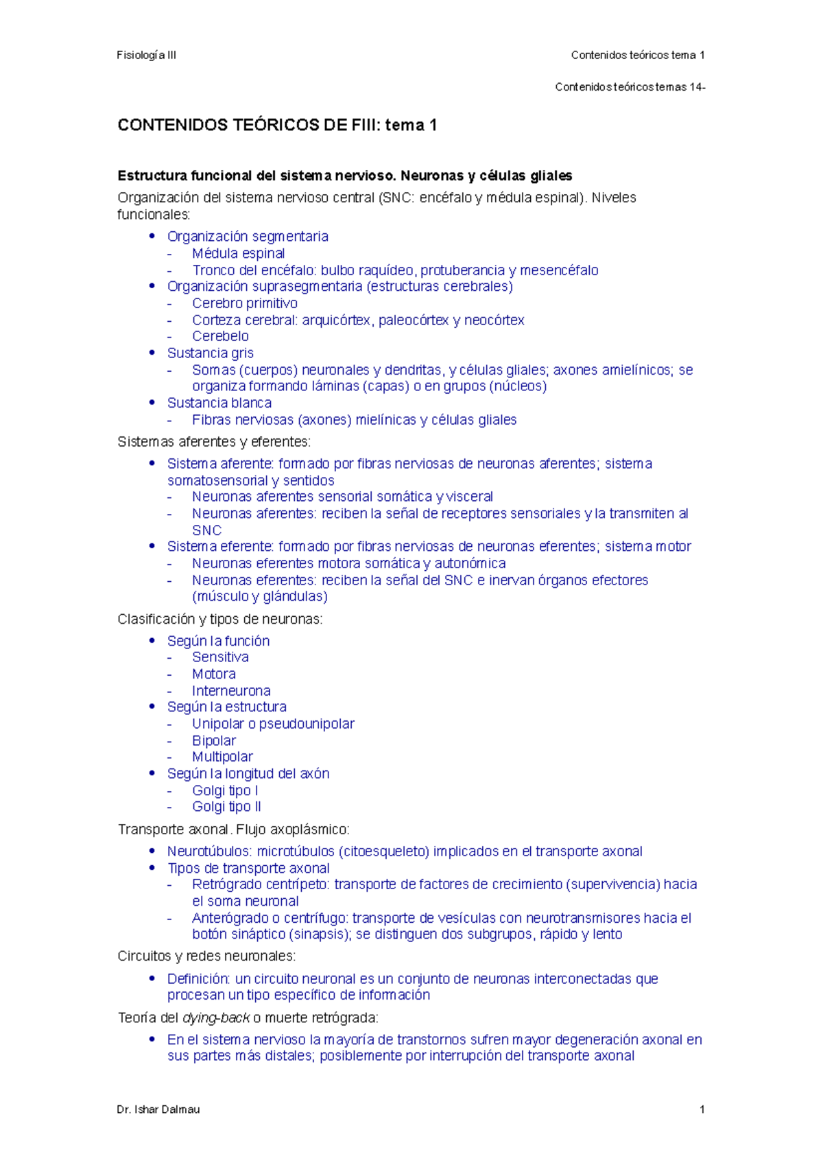 Contenidos TEÓ Ricos FIII T1 - Contenidos teóricos temas 14- CONTENIDOS ...