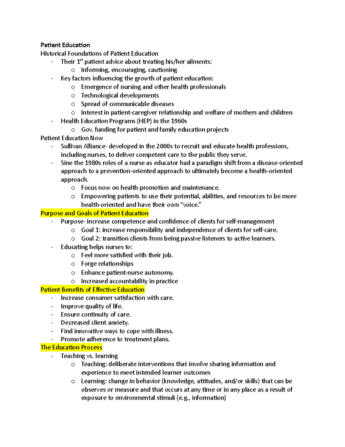 Patient Education Lecture Notes - Melhem - Patient Education Historical ...