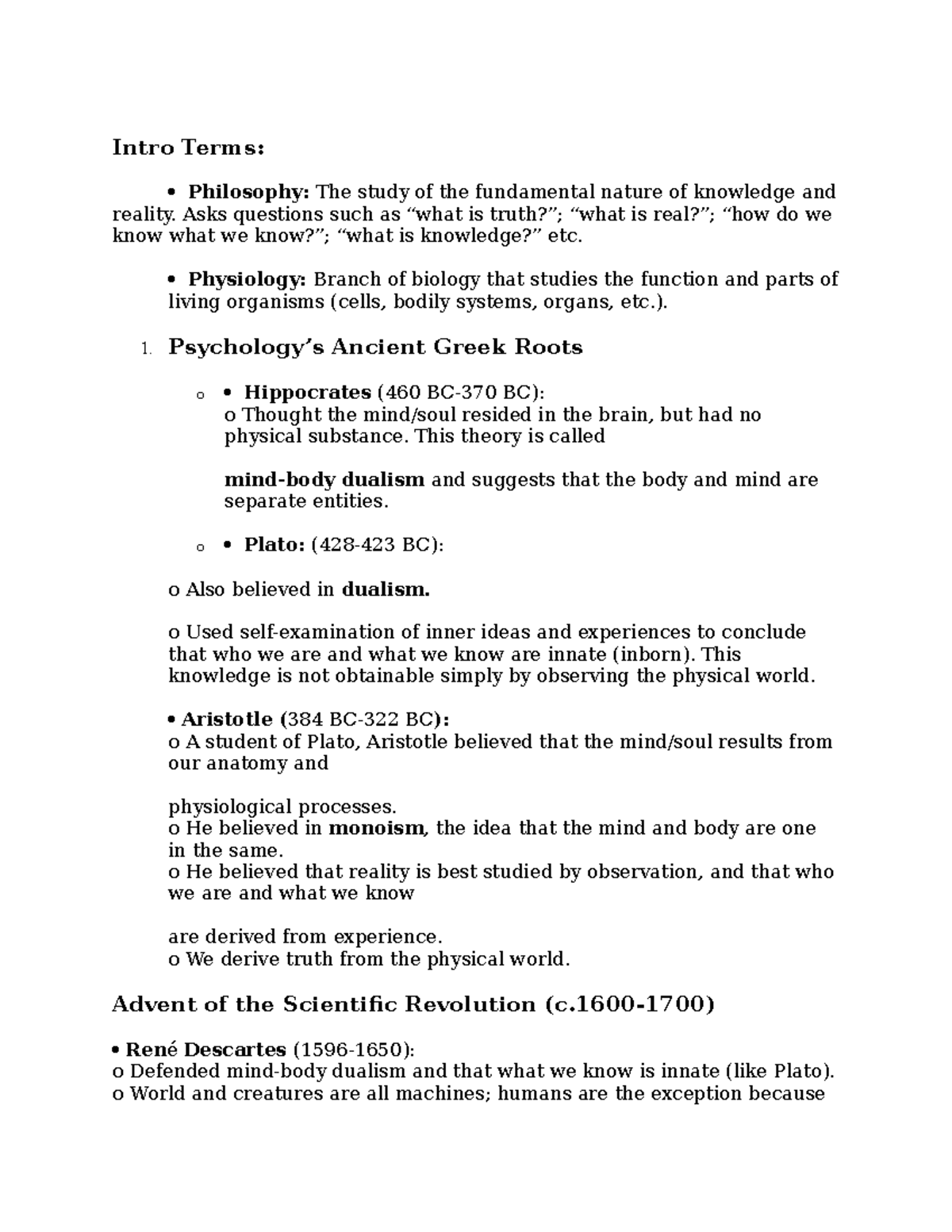 Intro Terms - notes - Intro Terms: Philosophy: The study of the ...