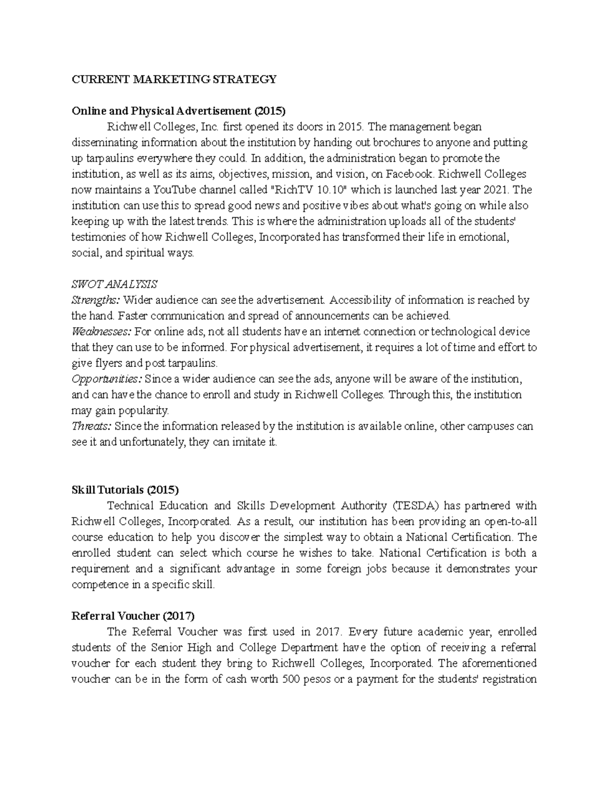 Untitled document - Random - CURRENT MARKETING STRATEGY Online and ...