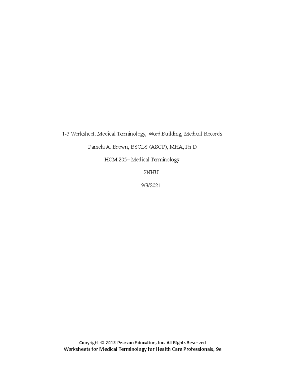 1-3 Worksheet Medical Term - 1-3 Worksheet: Medical Terminology, Word ...