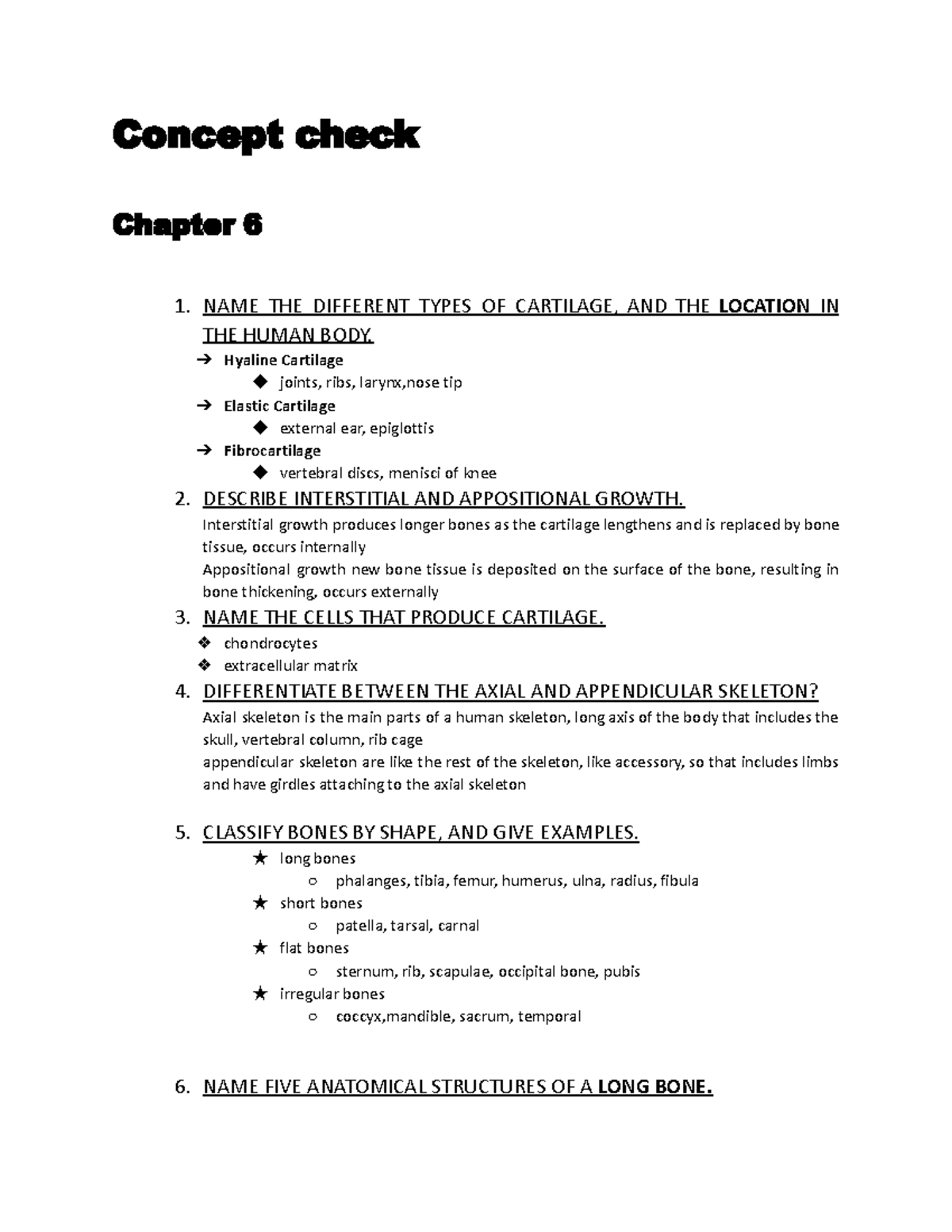 Concept Check Questions-Chapter 6 - Concept check Chapter 6 1. NAME THE ...